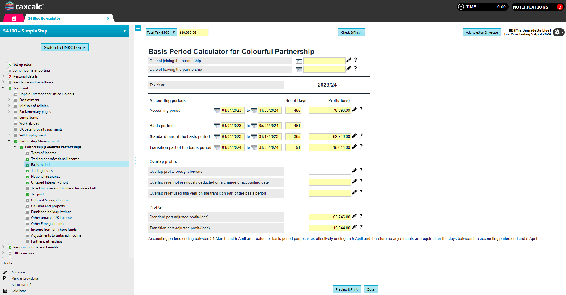 Basis Period Transition for Partners in 2023/24 - Knowledge Base - TaxCalc